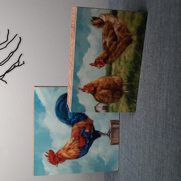 Primitives by Kathy | Wall Decor | Chicken Hen Rooster Box Sign Set ...